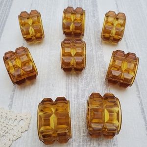 Vintage | Dining | Mcm Glass Amber Napkin Rings Set Of 8 | Poshmark